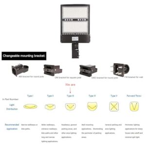 HYPAILUSLED Power Switchable 200W 240W 300W LED Shoebox Light 3000K 4000K 5000K CCT Adjustable Outdoor Commercial Parking Lot Street Yard Area Lighting Fixtures 110-277V (AM Slip Fitter Bracket)