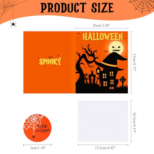 NEBURORA 30 Pack Halloween Greeting Cards with Envelopes and Stickers for Halloween Party Favors Gifts Goodie Bag Fillers