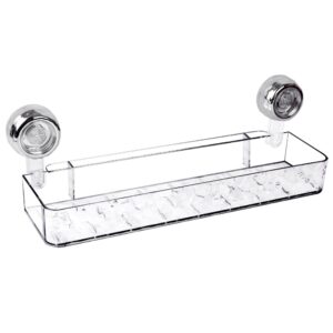 dongker no drill clear wall caddy,wall mount removable bathroom storage rack with suction cup for bathroom dorm kitchen