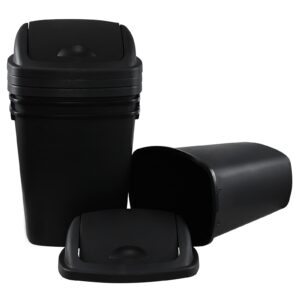 nesmilers 25 liter plastic swing-top trash can, 4-pack swing lid waste can, black