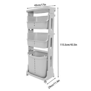 BENTFL 3 Layers Laundry Hamper Basket with 4 Wheels, Sorter Washing Laundry Hamper, Movable Clothes Storage Organizer