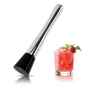 tnco muddler for cocktails,8" cocktail muddler for lemonade,stainless steel bar accessories tools for mojitos fruit drinks,dishwasher safe muddlers bar tool.