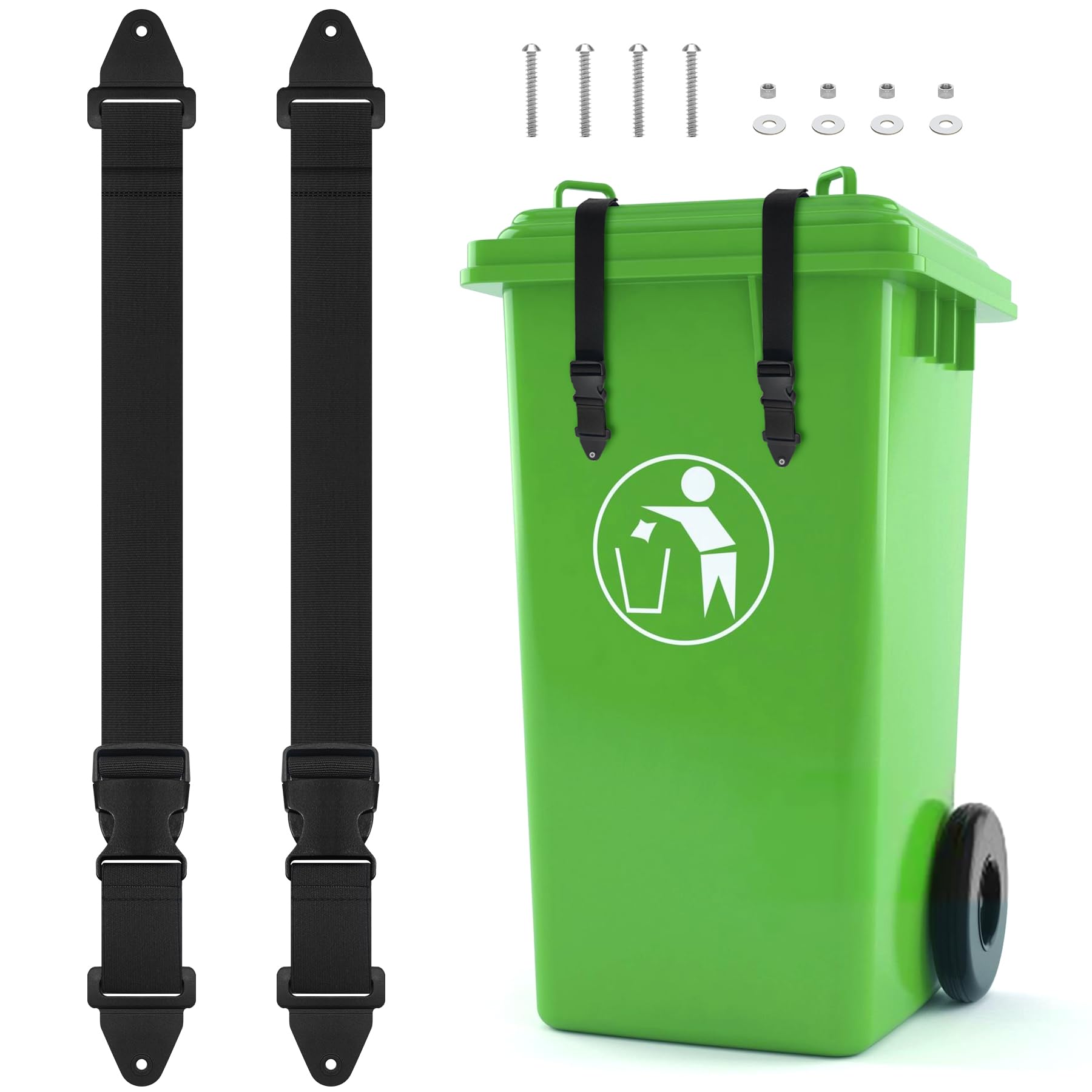 Rqgbe Bear Proof Trash Can Lock, Universal Animal Trash Can Lid Lock, Garbage Can Lock, Trash Can Lock Raccoon Proof, Suitable for All Kinds of Trash Cans, with Fixing Accessories [1 Pair / 2 pcs]