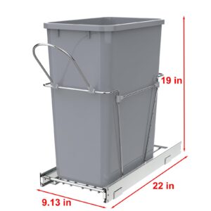 Single Pullout Trash Can for Under Kitchen Cabinets Include Single 35QT Trash Bin Doesn't Include Door Fittings, Bottom-Mount Recycling Bin