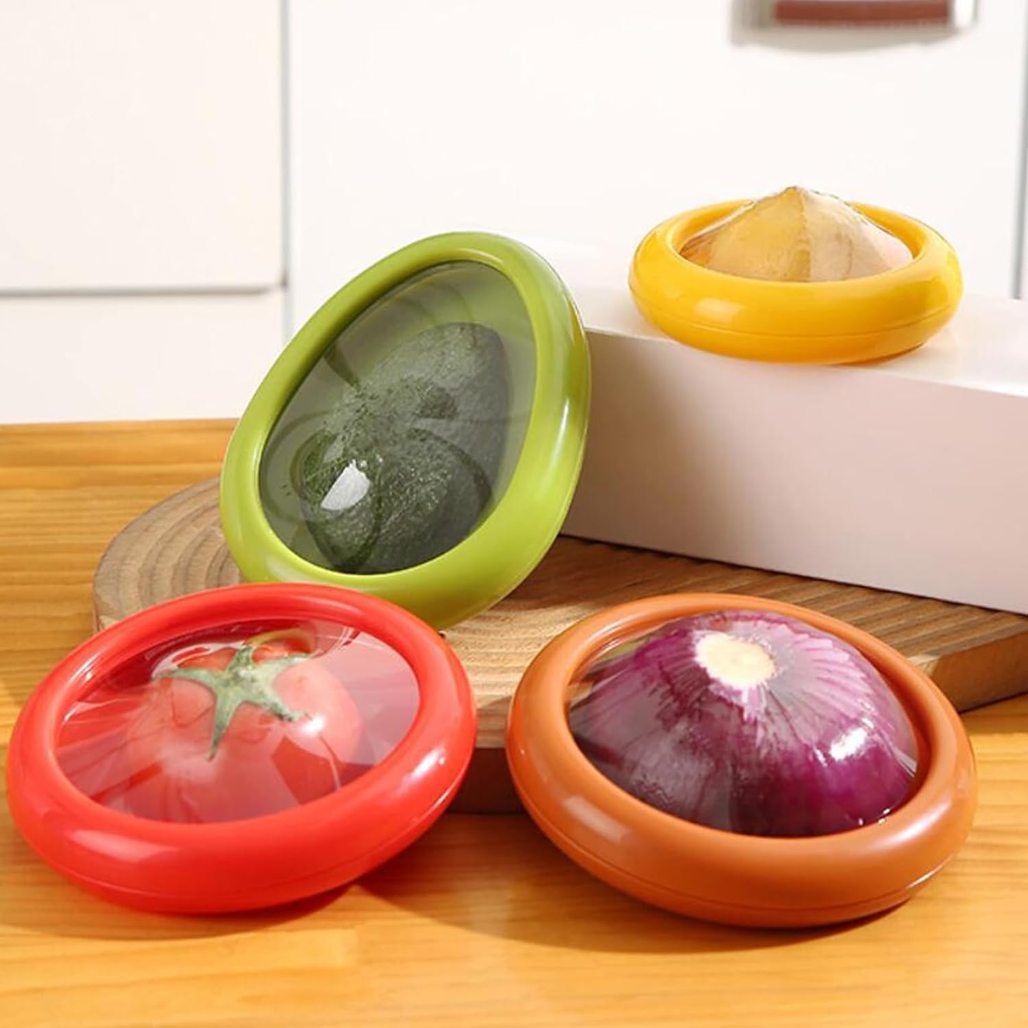 Generic 4 Pcs Silicone Fruit Storage Box,Fruit And Vegetable Anti-Oxidation Storage Box,Silicone Fruit and Vegetable Storage Containers Set for Fridge Keep Fresh, greener