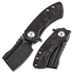 kansept mini korvid mini pocket folding knives edc camping folding knife 1.45'' blackwash cpm s35vn blade pocket edc knife with black and red carbon fiber handle everyday carry k3030a13