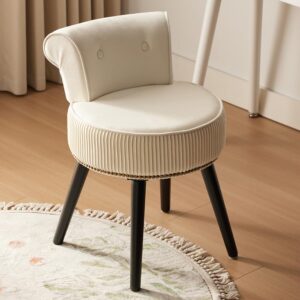 YYW HOME Vanity Stool with Back - Vanity Chair with Back Small Chair for Vanity Makeup Vanity Chair Velvet Vanity Stool Chair Tufted Accent Chairs Makeup Chair for Vanity for Women Girls and Kids