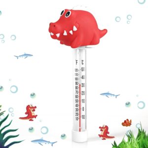 Floating Pool Thermometer, Large Display with String Easy to Read, Shatter Resistant, for Outdoor & Indoor Swimming Pools, Spas, Hot Tubs & Aquariums (Alligator)