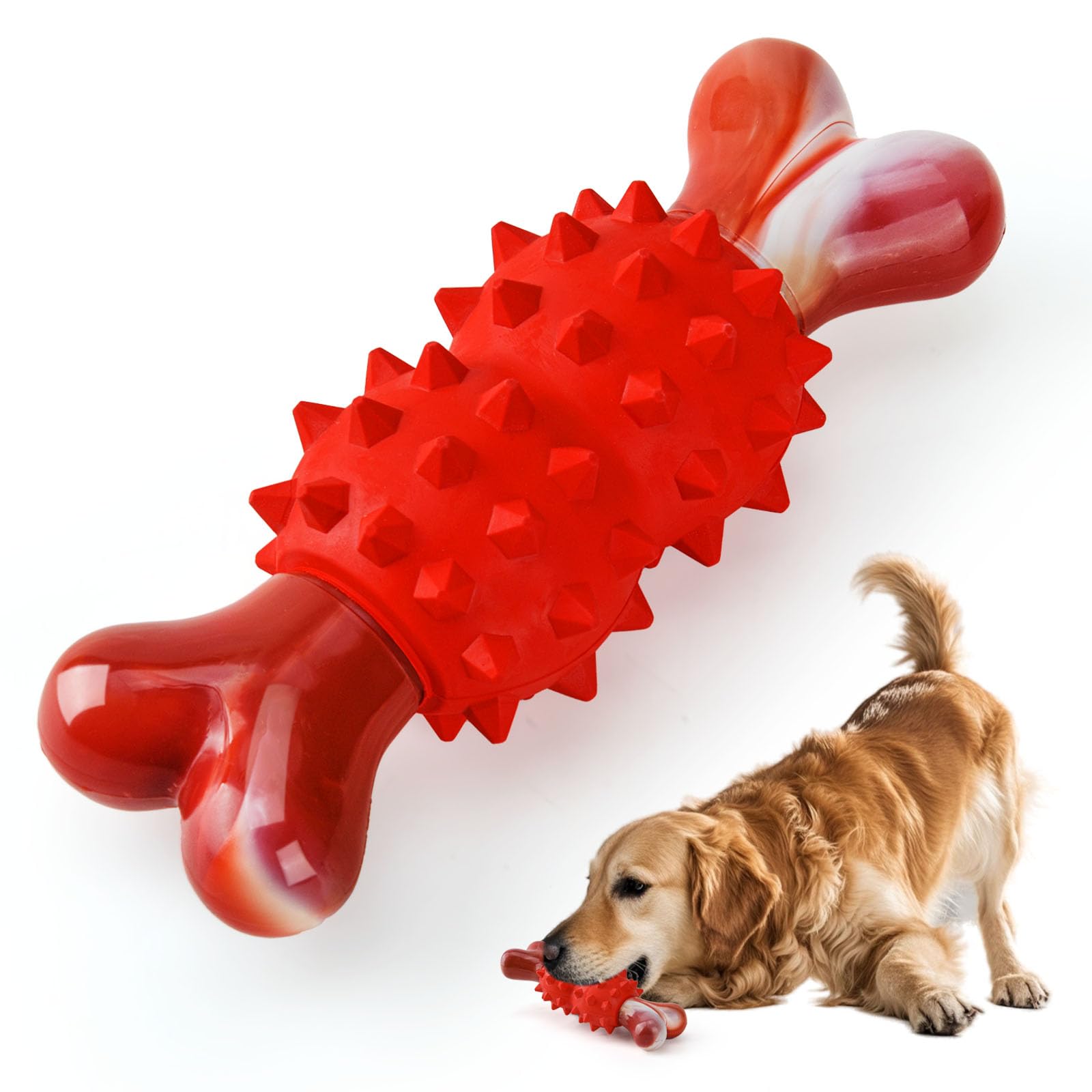 LIFLIX Dog Toys for Aggressive Chewers, Tough Indestructible Dog Chew Toys, Durable Nylon & Rubber Dog Toys for Large Medium Breed, Interactive Dog Toy for Teething, Bone Shape