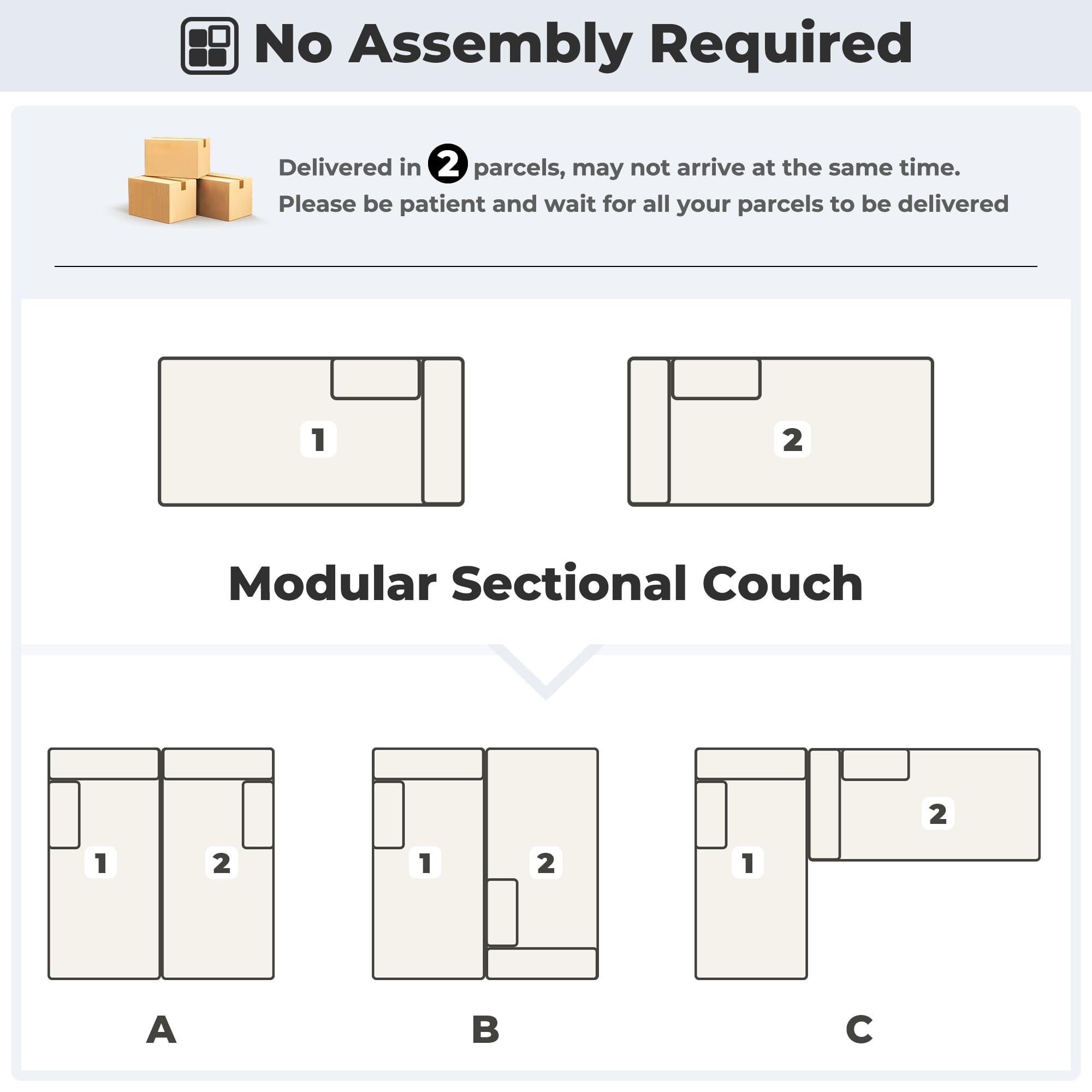 CAODOC Modular Sectional Sofa Bed,81"x 66" No Assembly Required Lounge Chaise Chair with Removable Ottoman,Cloud Plush Modern Sleeper Loveseat for Living Room Bedroom(Black)