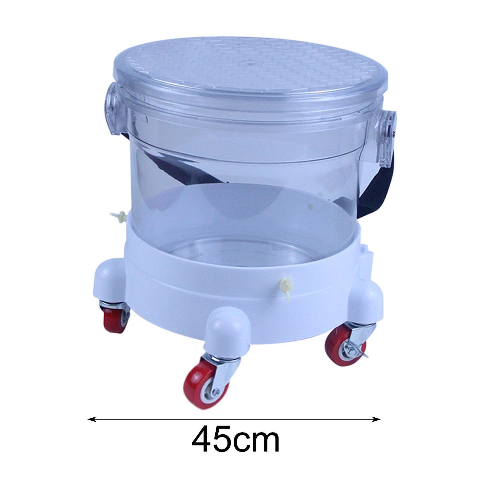 QccHieUs Car Wash Bucket with 5 Swivel Wheel Casters Professional Transparent Structure