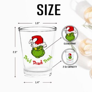 Arsemica Funny Grinchs Shot Glasses, Novelty Christmas Drinking Cups, 4 Pack 2oz Grinchy Wine Glasses, Xmas White Elephant Gifts for Christmas Stocking Stuffers