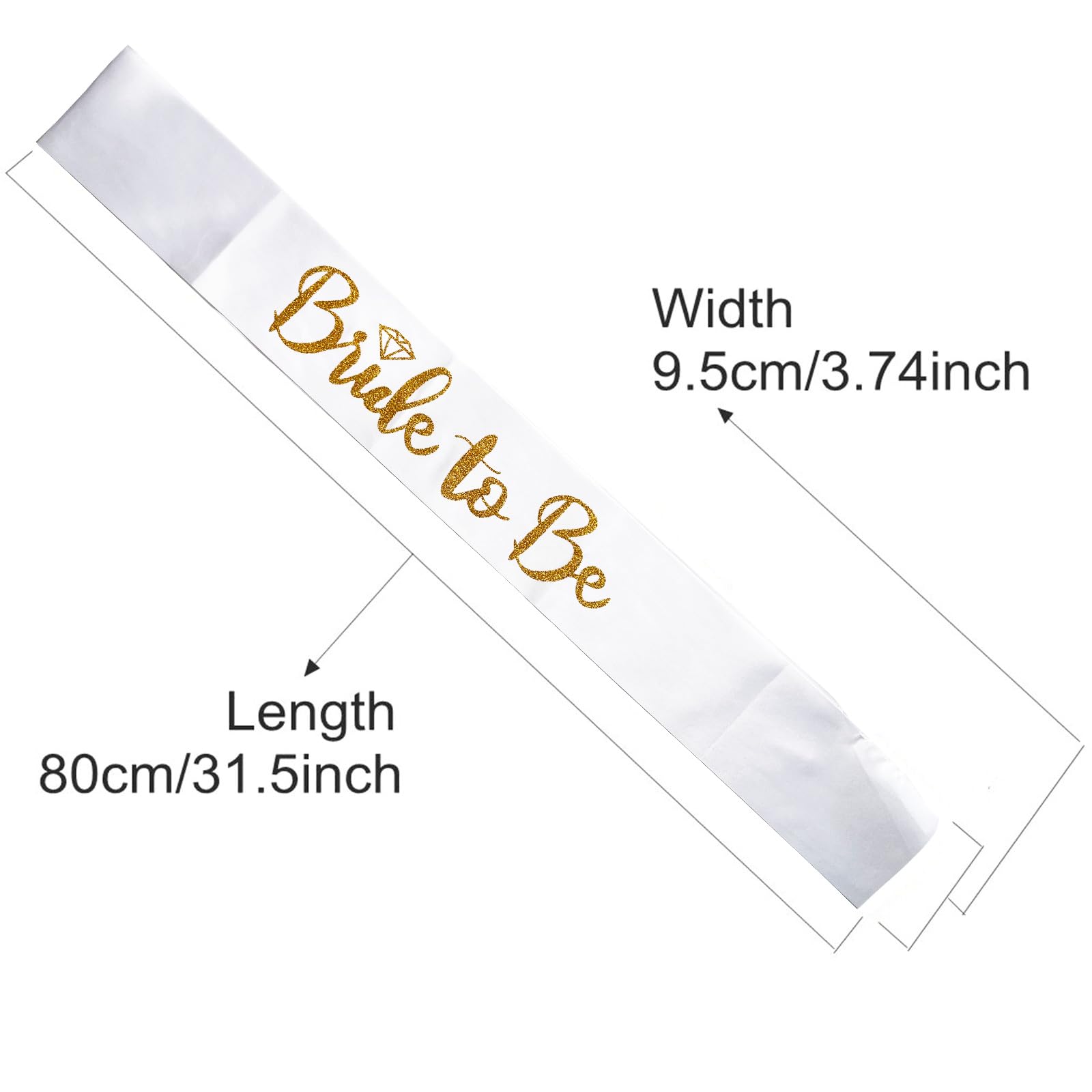 Ashaqshnglee Bride to Be Sash, Bachelorette Party Sash for Bridal Shower Wedding Party Favors Accessories Supplies Engagement Gifts,White Satin with Glitter Letter Gold