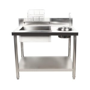 Fried Chicken Breading Table, Commercial Food Prep Breader Station Stainless Steel Fried Food Prep Breading Station with Stainless Steel Containers and Baskets Perfect for Kitchen Restaurant Business