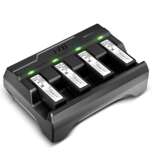 4-slot battery charger with 4 pack replacement batteries for zebra ds3678, ds3600, li3678, li3600, ls3678, ls3600 barcode scanners - power adapter included with battery charging cradle