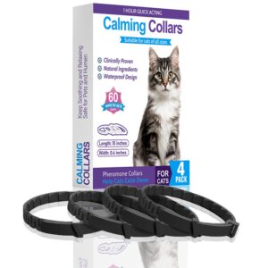 calming collar for cats,pheromone collar for cats, cat anxiety relief for 60 days,adjustable, water-resistant & breakaway calming collar make cat relaxed 4 pack