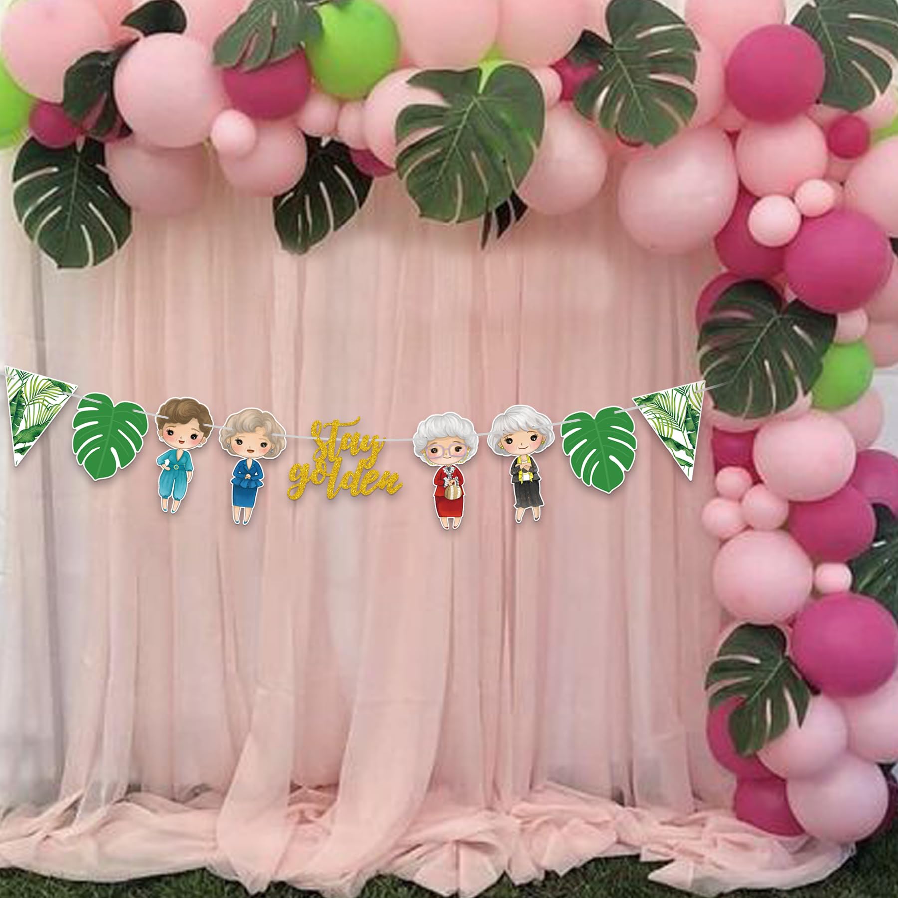 HOMEZZO Golden Girls Themed Party Banner, Stay Golden Hanging Decorations Party Sign for Girls Party