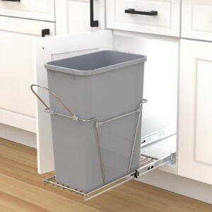 Single Pullout Trash Can for Under Kitchen Cabinets Include Single 35QT Trash Bin Doesn't Include Door Fittings, Bottom-Mount Recycling Bin