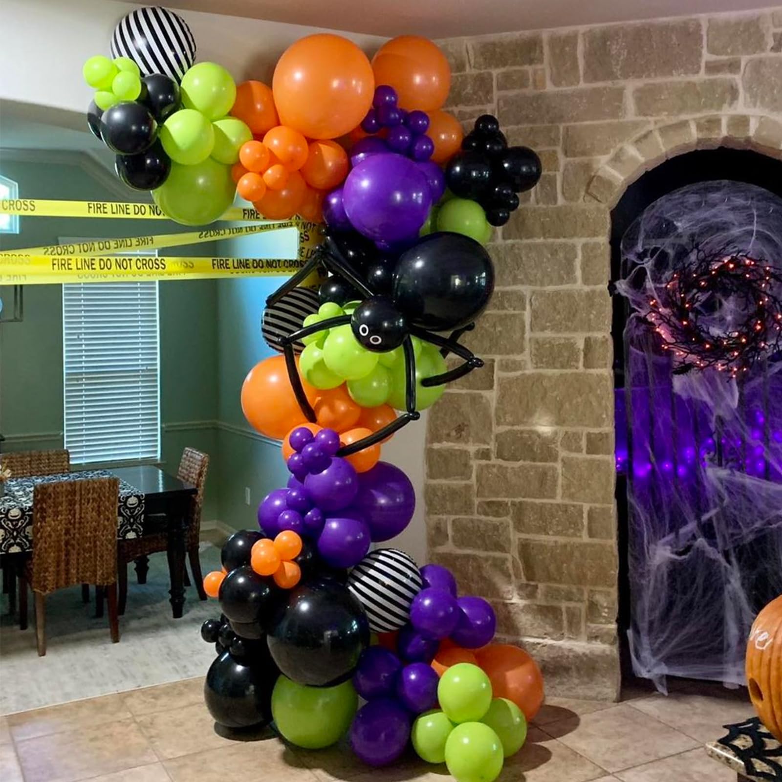 Halloween Balloons Black Orange Balloons Ach Kit, 132Pcs Black Orange Purple Latex Balloons for Halloween Celebration Party Anniversary Graduation Decoration