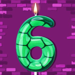 conelist number 6 cartoon turtle theme birthday candle green turtle themed birthday candle numeral birthday cake topper for kids boys girls and green theme birthday decoration supplies