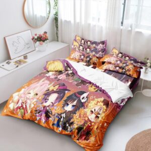 KNBNFD Anime Cartoon Kids Duvet Cover Bedding Set,3D Cartoon Soft Comfortable Quilt Cover Twin Full Queen King Size with Pillowcase (Color 1, Twin)