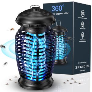 bug zapper outdoor 4200v electronic mosquito zapper fly traps outdoor mosquito repellent killer inside/outside for home, patio, backyard, black