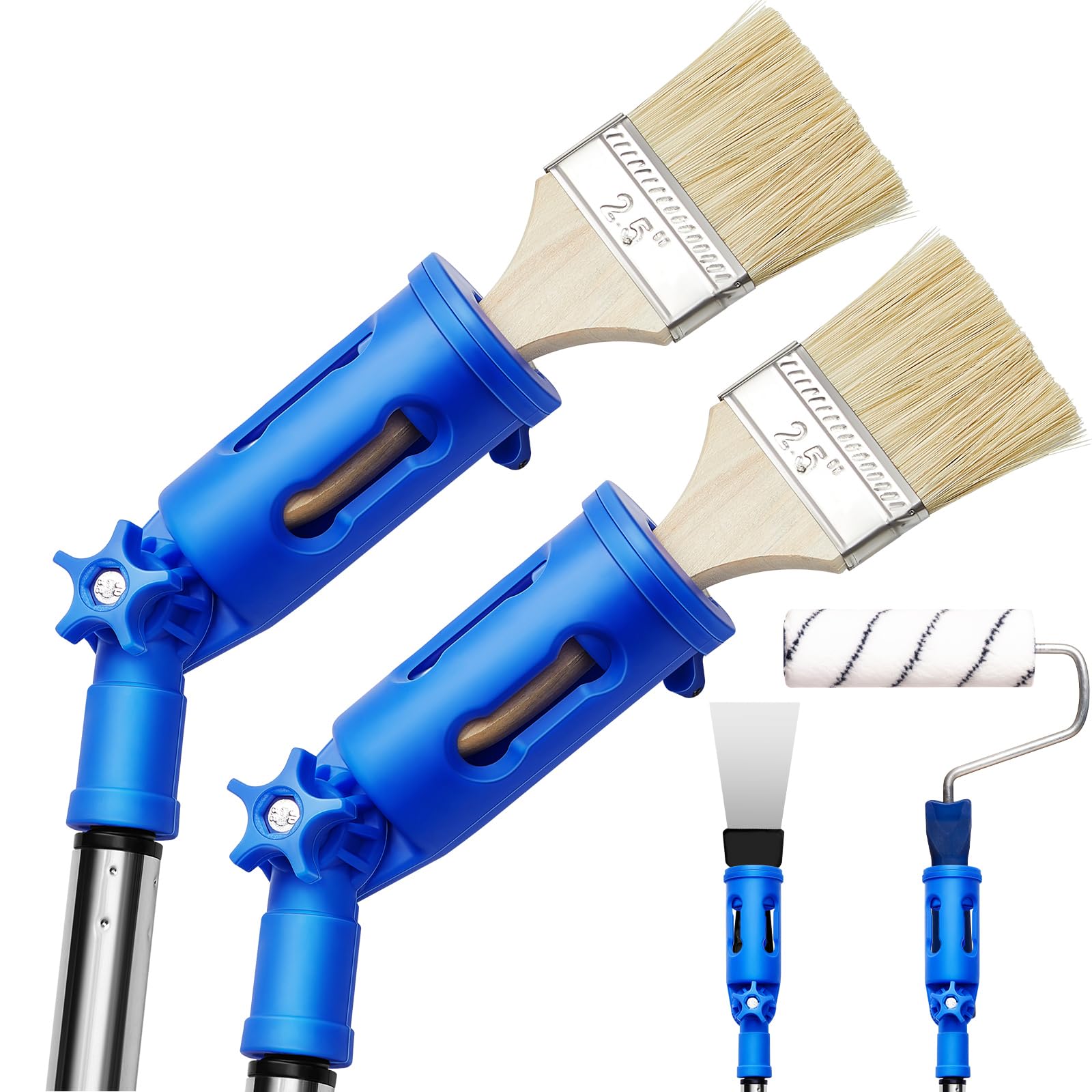 WILLBOND 2 Pcs Paint Brush Extender Multi-Angle Paint Edger Tool for Walls Extension Pole Attachments Roller Scraper Paint Brush Holder Rotating Head Edger Painting Tool for Ceilings Trim Corner