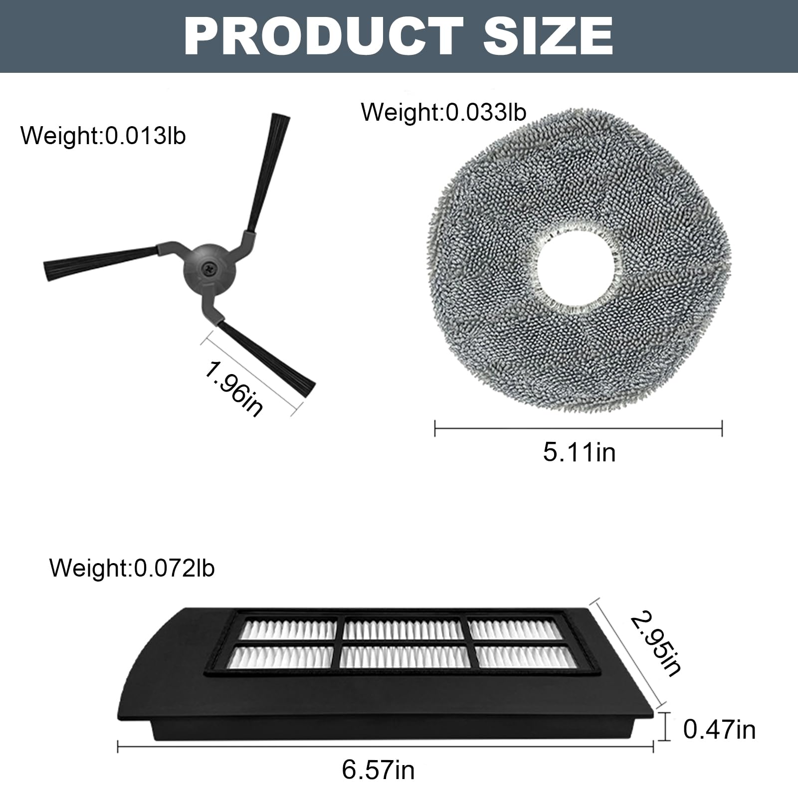 Reusable Replacement Parts Compatible with EUFY X9 PRO SERIES Sweeper Accessories (2 Filters + 4 Wet Mop Pads + 4 Side Brushes)