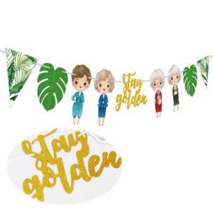 homezzo golden girls themed party banner, stay golden hanging decorations party sign for girls party