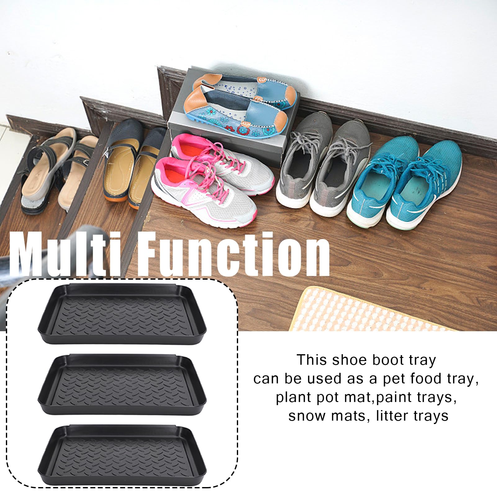 lvifloae Small Boot Tray Entryway Indoor Shoe Mat Tray Wet Rubber Boot Tray For Floor Protection Home Office Hotel Outdoor Or Indoor 13.78 x 10.83 x 1.18in