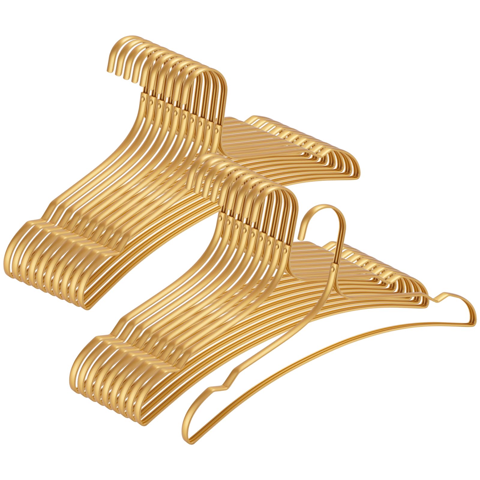 20-Pack Aluminum Hangers, 15-inch Gold Shirt Hangers, Lightweight and Sturdy Metal Standard Hangers, Suit Hangers, Dress Hangers, Wedding Dress Hangers.