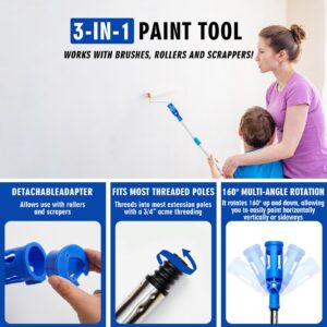 WILLBOND 2 Pcs Paint Brush Extender Multi-Angle Paint Edger Tool for Walls Extension Pole Attachments Roller Scraper Paint Brush Holder Rotating Head Edger Painting Tool for Ceilings Trim Corner