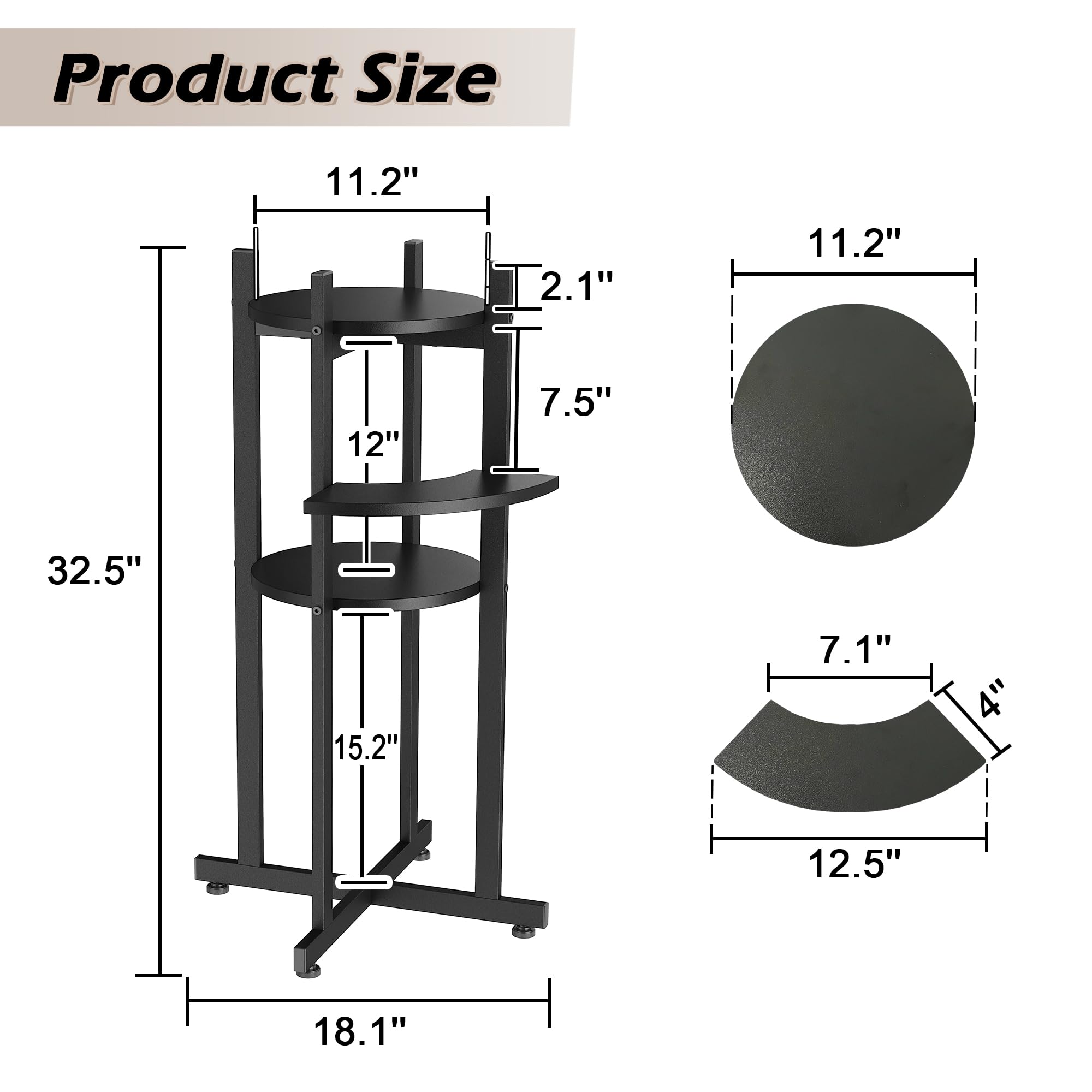 KirKical Water Dispenser Floor Stand with Curved Shelf for Cups, Metal with Wood Storage Shelf for 1-5 Gallon Water Bottle/Crocks, Drink Dispenser, Beer Keg, and Potted Plant, Black