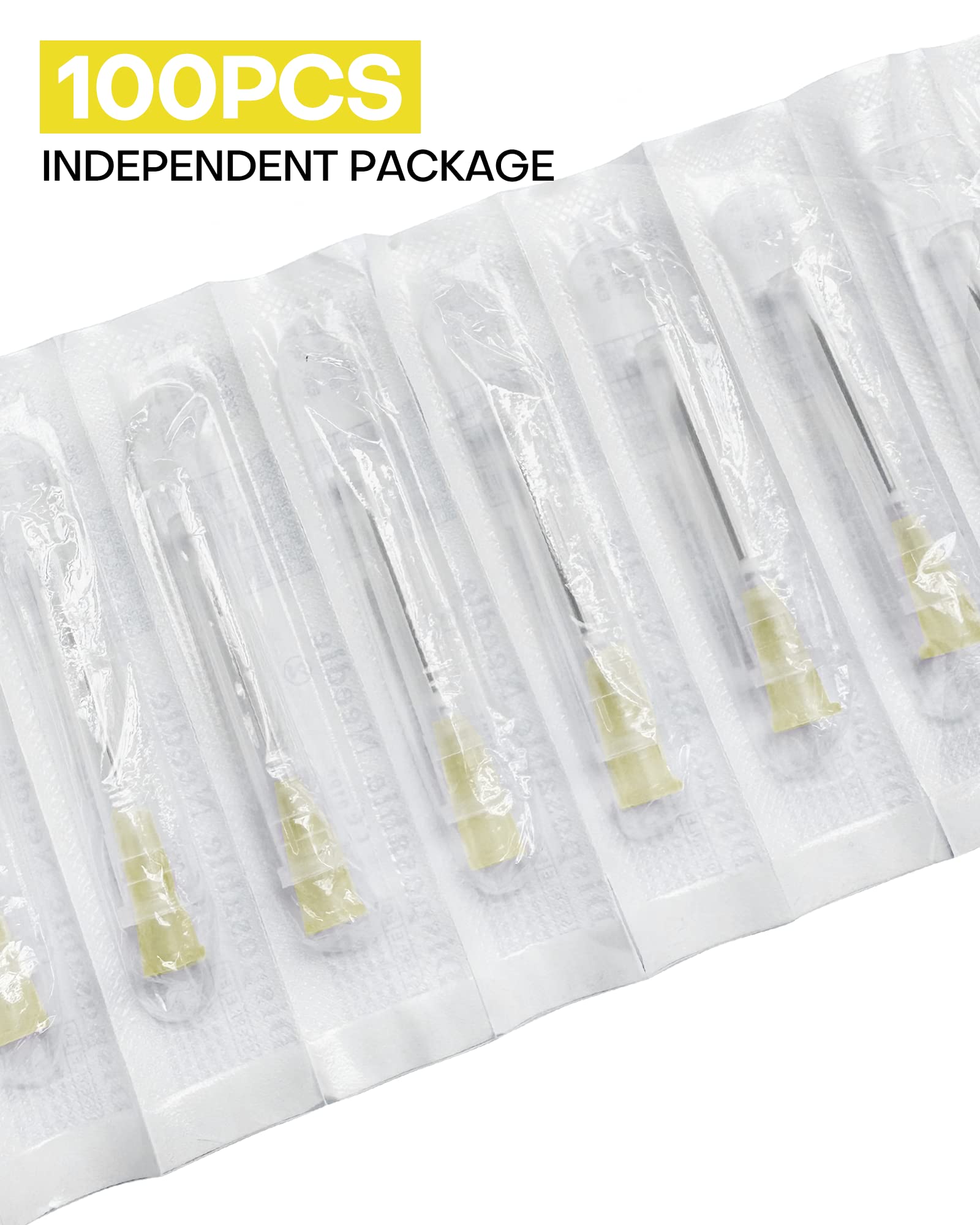 20G 5/8 Inch Luer Lock Disposable Needle with Cap for Lab Supplies, 100 Pack 16mm Industrial Injection Accessories