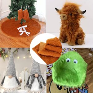 Faux Fur Fabric Christmas Winter Squares Shaggy Fur Fabric Patches Brown 18x40 Inch for DIY Craft Hobby Halloween Winter Costume Decoration