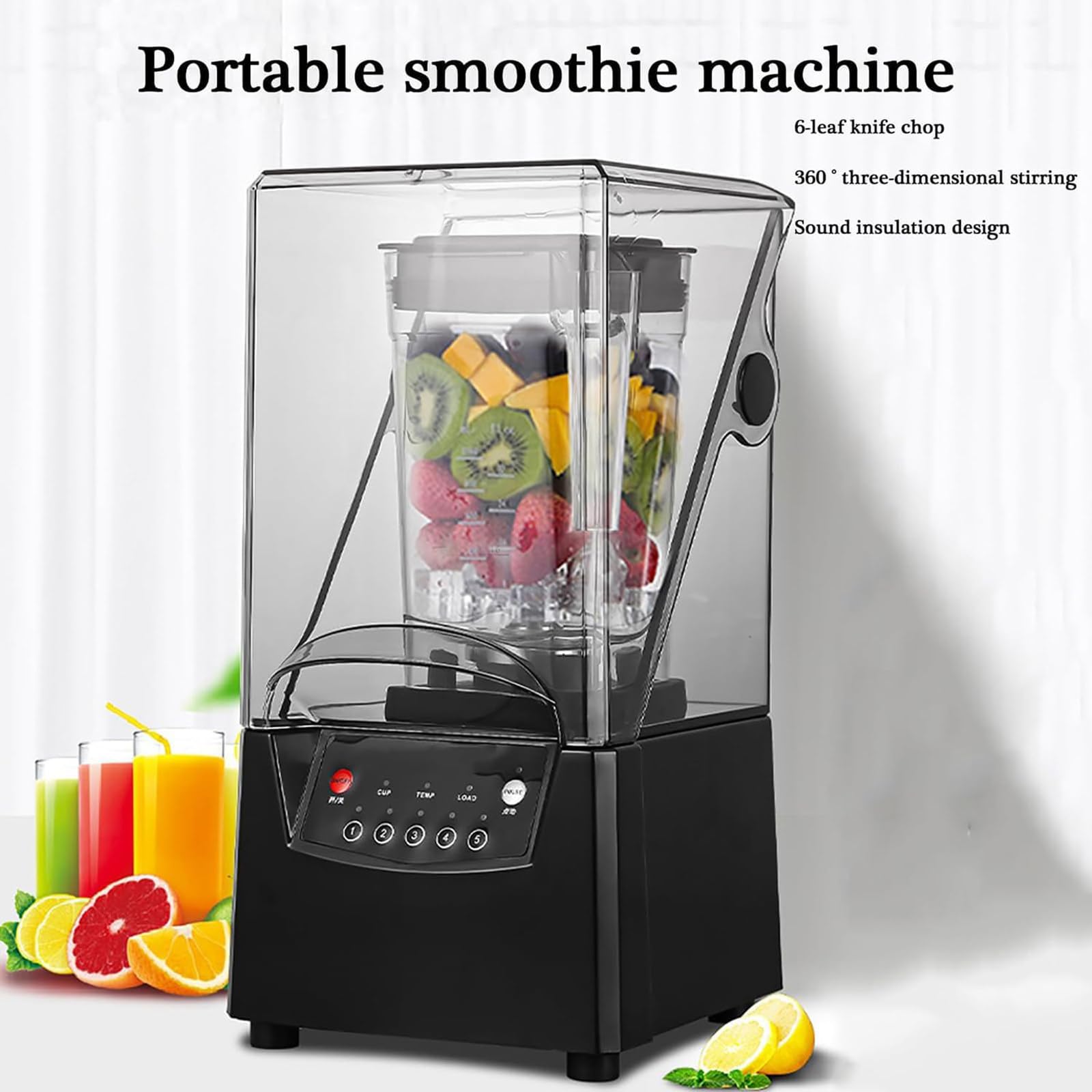 Commercial Blender Smoothie Maker,2L Electric Stand Mixer Blade Ice Crusher with Sound Enclosure,5 Presets,Silent Broken Wall Cooking Machine,For Smoothie, Fruits