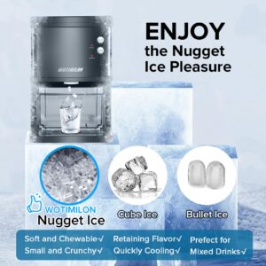 Nugget Ice Maker Countertop, Pebble Ice Maker Machine Pellet Sonic Ice Maker Dispenser Portable for Home/Kitchen/Office, Soft Chewable Ice, Making Ice in 6 Mins, 34Lbs/24H, Self-Cleaning, Ink Black