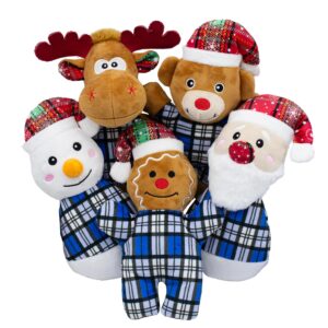 cneeeeeb 5pack christmas stuffed plush dog interactive dog chew toys for small & medium dogs durable cute animal shape squeaky for puppy