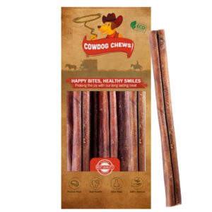 cowdog chews extra thick bully collagen sticks -unique real large bully collagen (10-13", 3 count) - best bully stick natural substitute - odor-free, fully digestible.