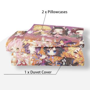 KNBNFD Anime Cartoon Kids Duvet Cover Bedding Set,3D Cartoon Soft Comfortable Quilt Cover Twin Full Queen King Size with Pillowcase (Color 1, Twin)