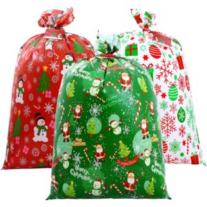 large christmas gift bags,3 pack 36" x 44" extra large christmas gift bag with tag & tie,jumbo gift bag,christmas giant gift bags,huge plastic gift bags for xmas party favors supplies gift wrapper