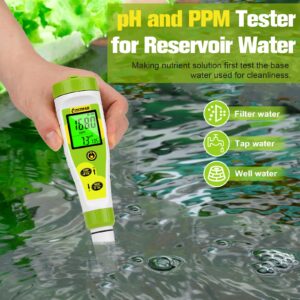 UIUZMAR pH EC Meter for Water Hydroponics PPM and pH Meter for Nutrients Measure pH PPM Conductivity Temperature DWC PH and EC PPM Water Tester for Nutrient Solution EC pH TDS Meter for Water System