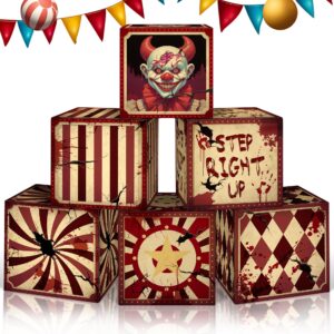 sawowkuya 6 pcs halloween creepy carnival decorations,circus clown party decoration boxes for carnival circus theme horror haunted house party