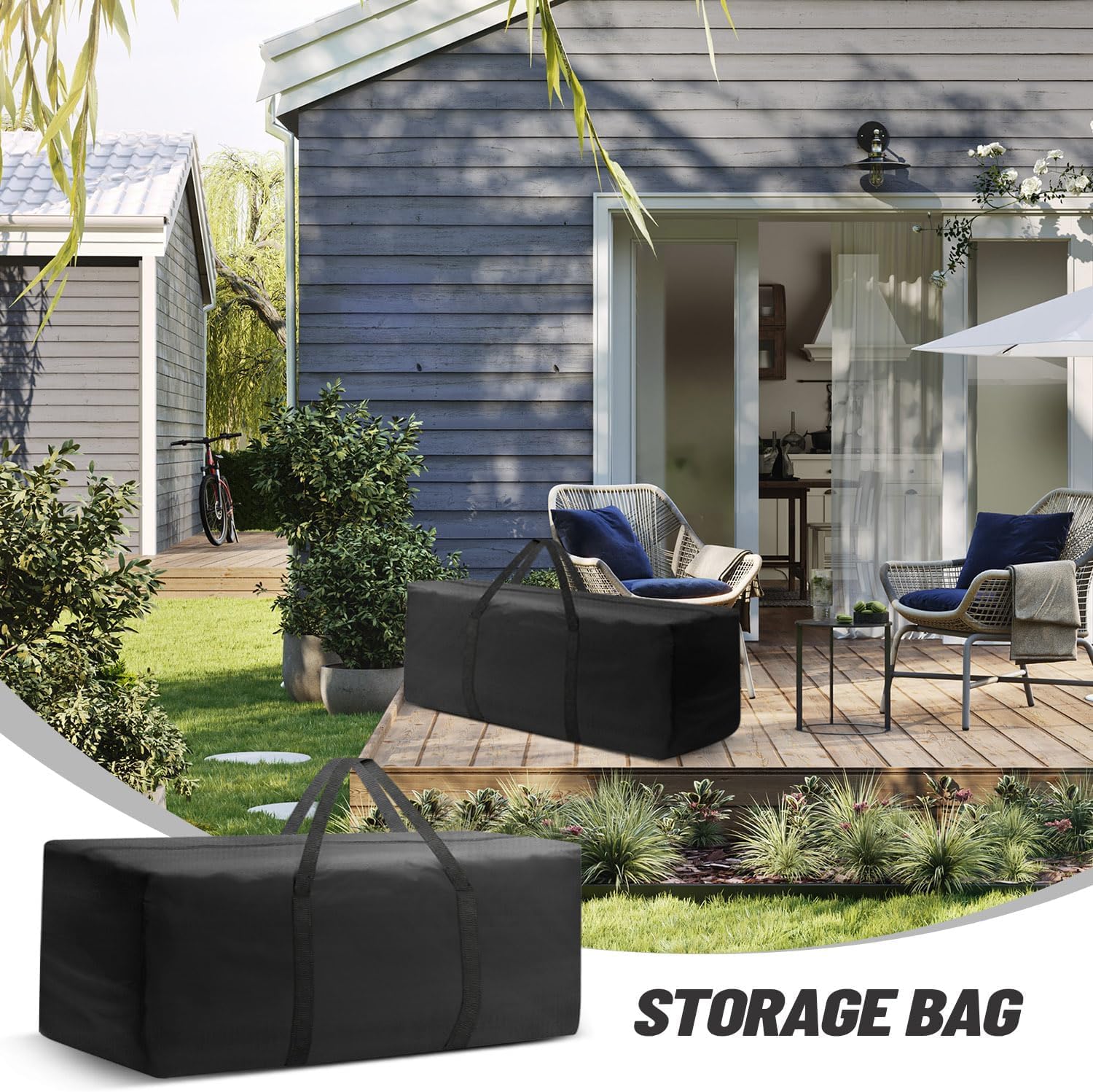 GREHABOR Outdoor Cushion Storage Bags 68 Inch Waterproof Extra-Large Patio Cushion Storage with Zipper & Padded Handle for Patio Furniture Christmas Tree