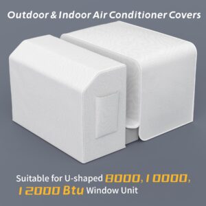 Flamorrw Outdoor Air Conditioner Cover and Indoor Air Conditioner Cover with Bag for U-Shaped Window AC Unit, Dustproof & Windproof Window AC Covers for Outside & Inside Unit Full Coverage Protection