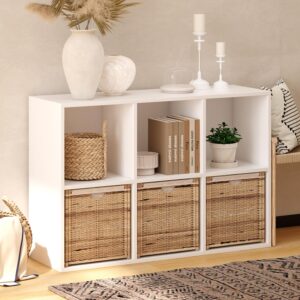 NewBeth Wooden 6 Cube Storage Organizer with Closed Back Panel,White Cube Shelf Heavy Duty Cubby Storage Organizer with Compartments for Living,Display Shelf,Shelf,Bookshelf