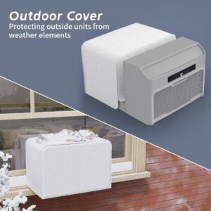 Flamorrw Outdoor Air Conditioner Cover and Indoor Air Conditioner Cover with Bag for U-Shaped Window AC Unit, Dustproof & Windproof Window AC Covers for Outside & Inside Unit Full Coverage Protection