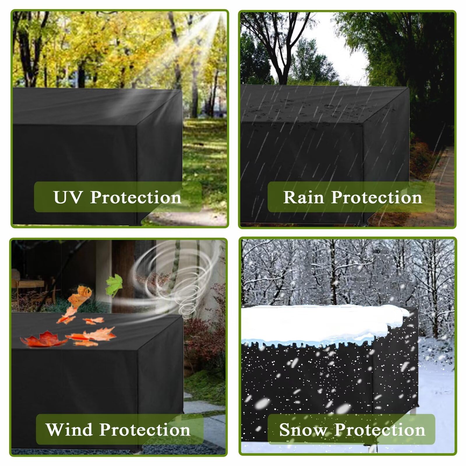 Patio Furniture Covers Heavy Rectangular Outdoor Couch Cover, 420D Waterproof Furniture Covering Anti-UV Windproof Patio Table Covers for Table Chair Rattan Furniture Black L59 xW59 xH30