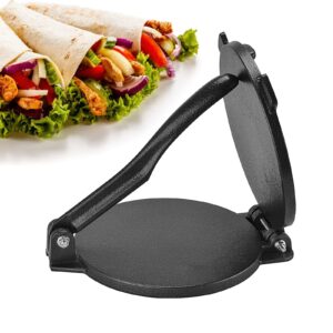 cast iron tortilla press roti maker - 6.5 inch heavy duty tortillera pataconera, flour tortilla press, taco maker, taco press for make indian style chapati, flour tortilla, roti, black gray