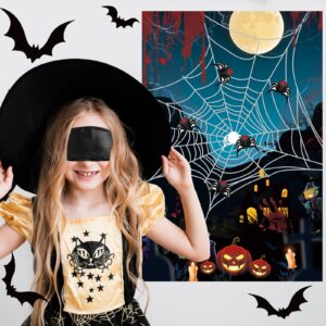 Hxezoc Halloween Pin The Tail Game, Pin The Spider On The Web Game with 36 Pcs Spiders Stickers, Halloween Party Games for Kids Halloween Party Birthday Party Supplies